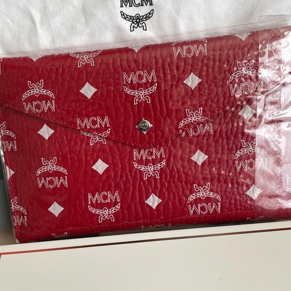 MCM | Bags | New In Box Mcm Envelope Clutch In Red And White Dimensions ...